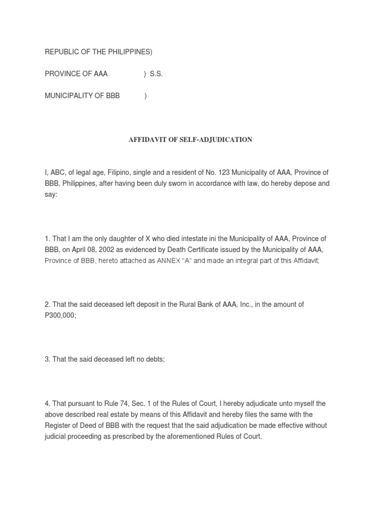 Affidavit of Adjudication | PDF