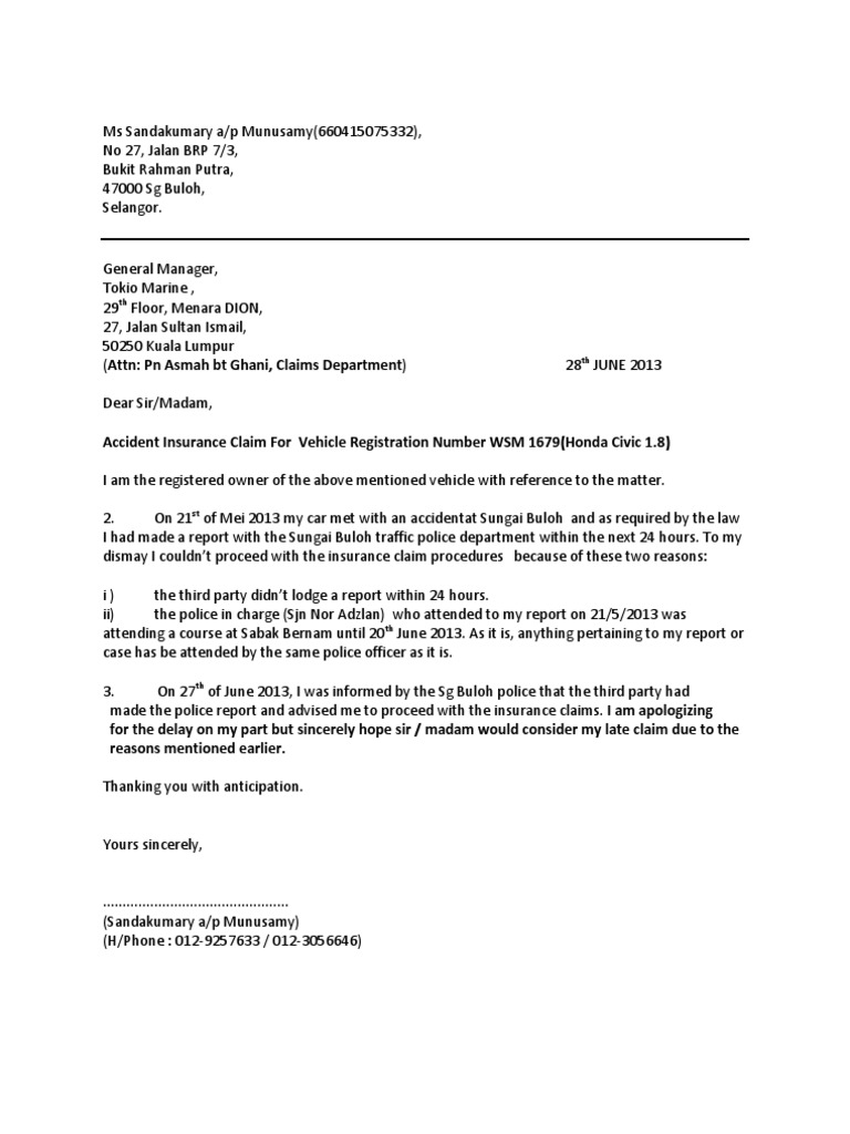 Car Insurance Letter | PDF