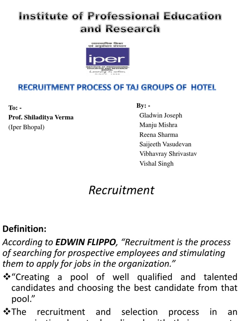 Recruitment Process at Taj Hotels | PDF | Recruitment | Diploma