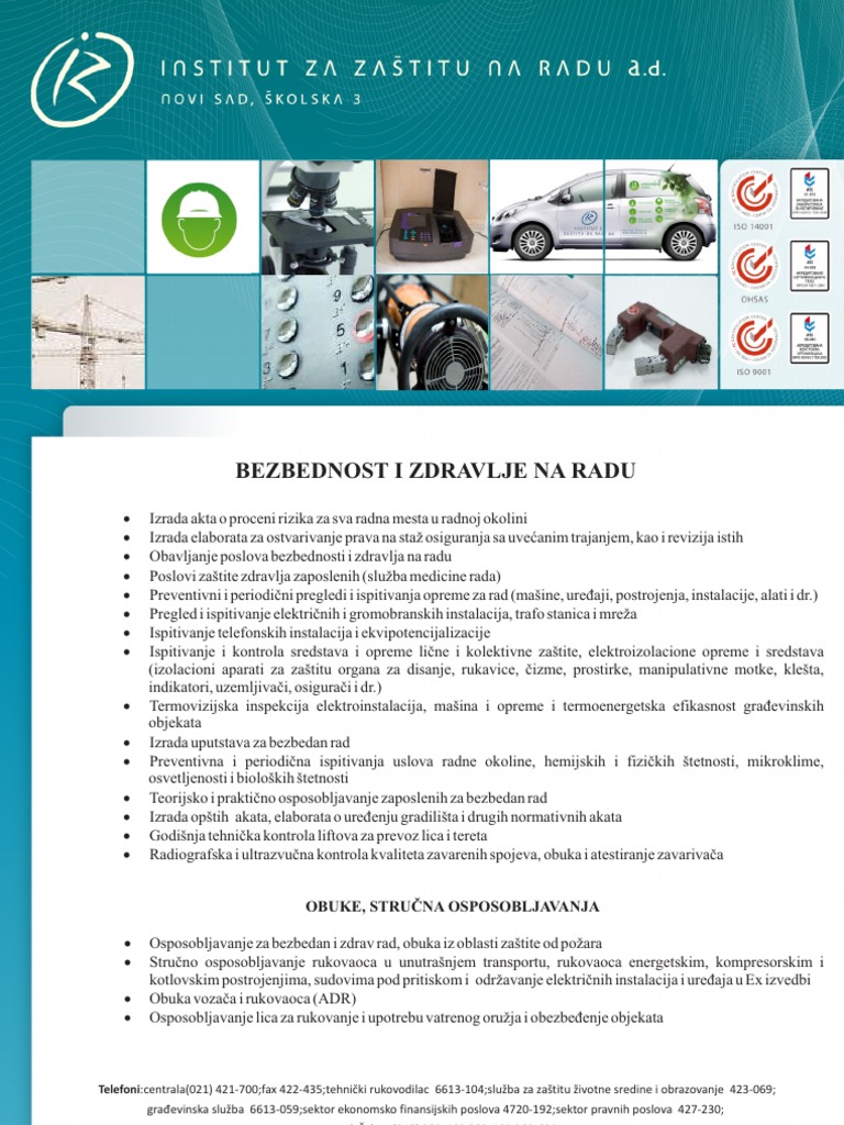 Bezbednost I Zdravlje Na Radu | PDF