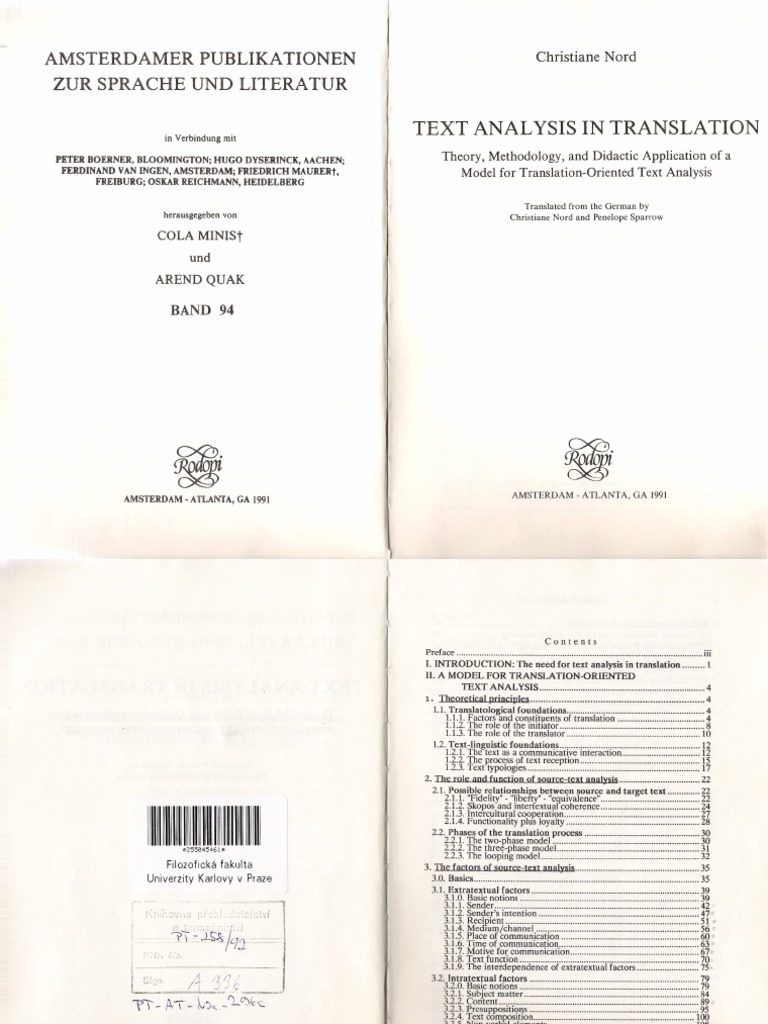 Nord Christiane Text Analysis in Translation Chap1 | PDF