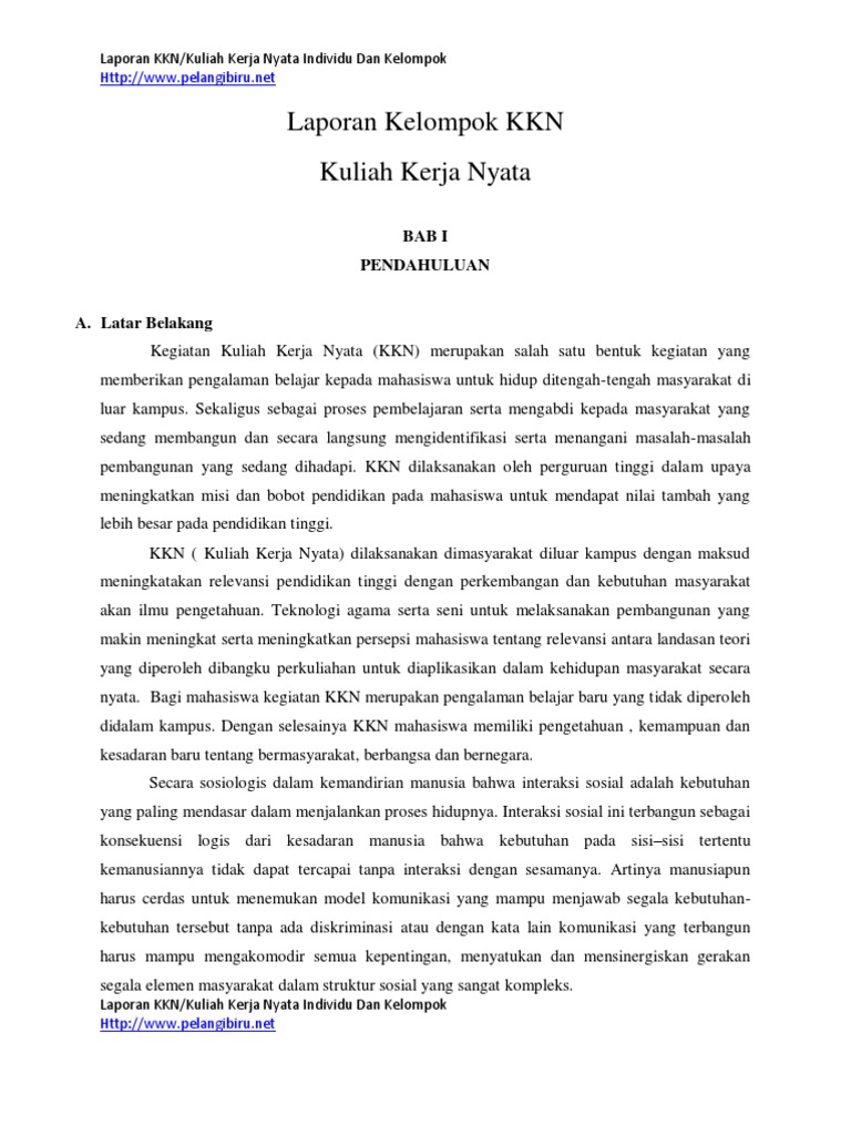 Contoh Laporan Kelompok KKN | PDF
