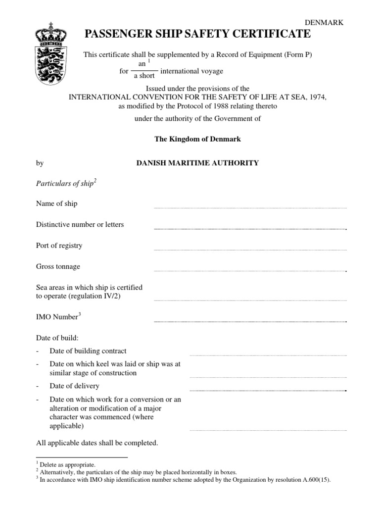 Passenger Ship Safety Certificate | Download Free PDF | Industries ...