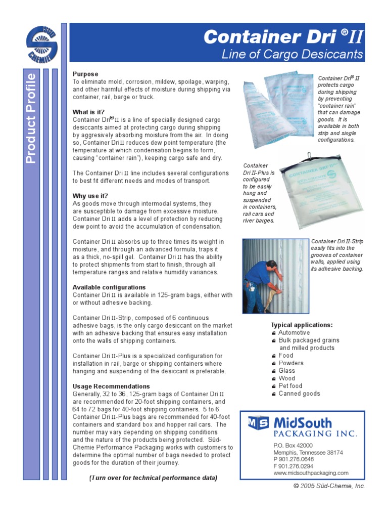 MidSouth Packaging, Inc. CONTAINER DRI II DESICCANT | PDF | Relative ...