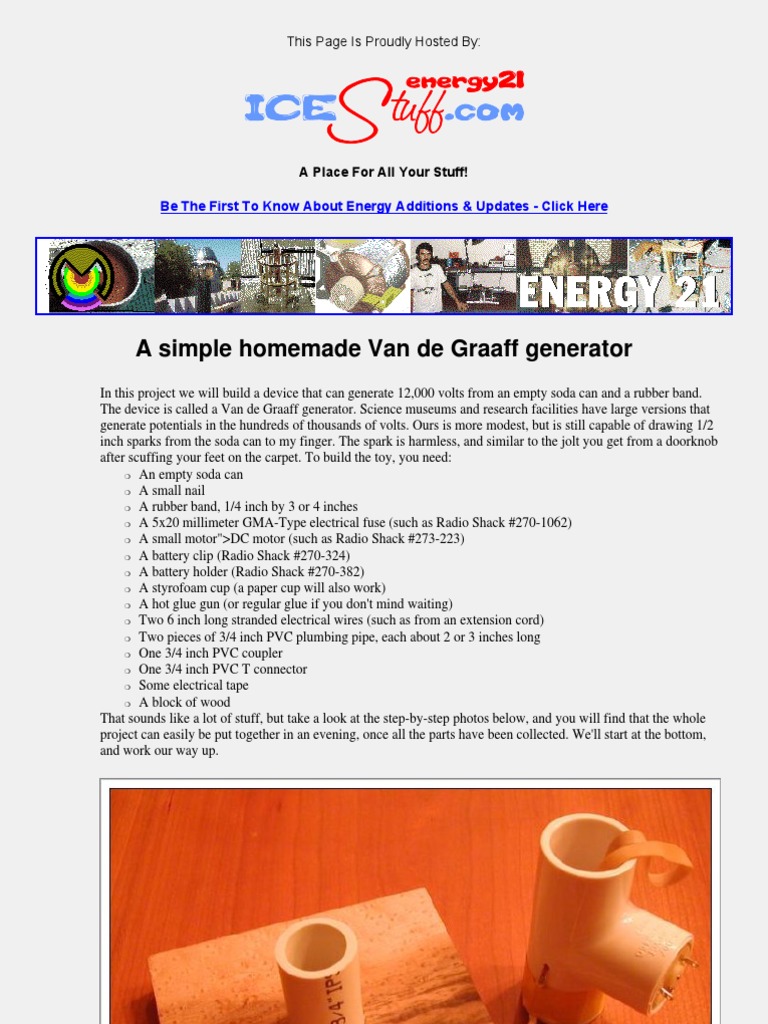 A Simple Homemade Van de Graaff Generator | Download Free PDF | Ion ...