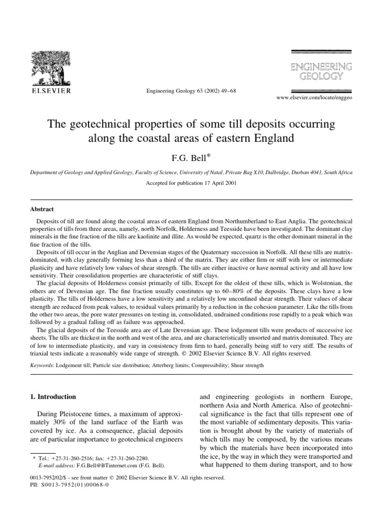 The Geotechnical Properties of Some Till Deposits | PDF | Clastic Rock ...
