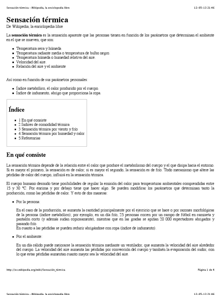 Sensación Térmica - Wikipedia, La Enciclopedia Libre | PDF ...
