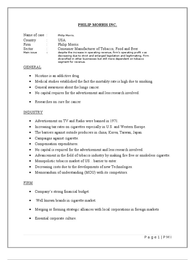 Philip Morris - Case Study | PDF | Cigarette | Tobacco