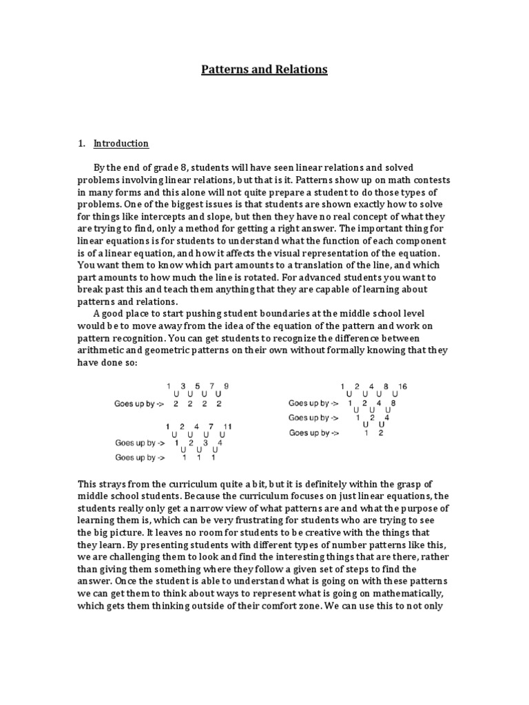 Dan - Patterns and Relations | PDF | Triangle | Pattern