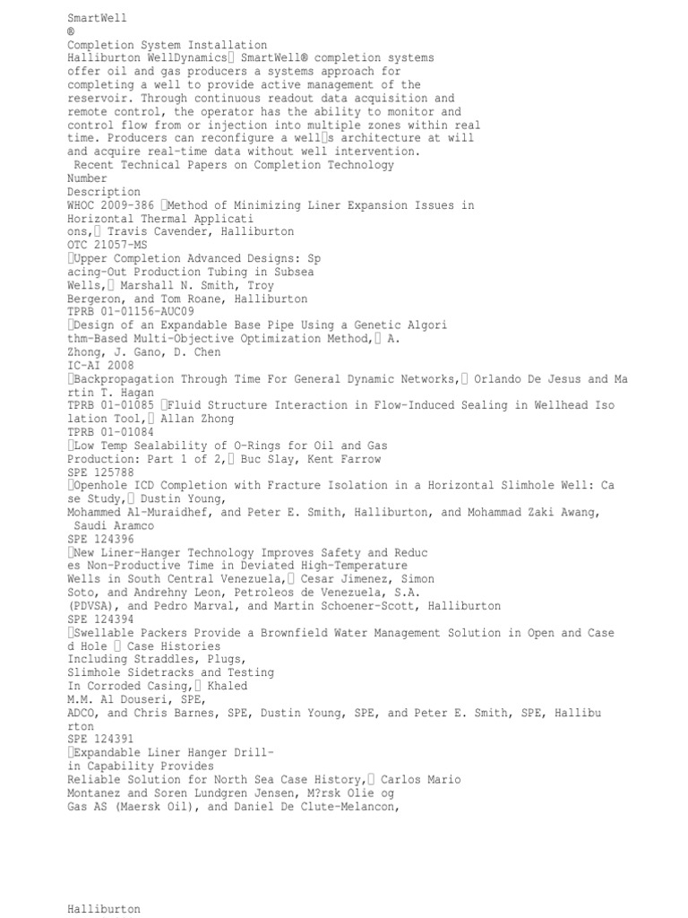 Smart Well Completion | PDF | Oils | Fossil Fuels