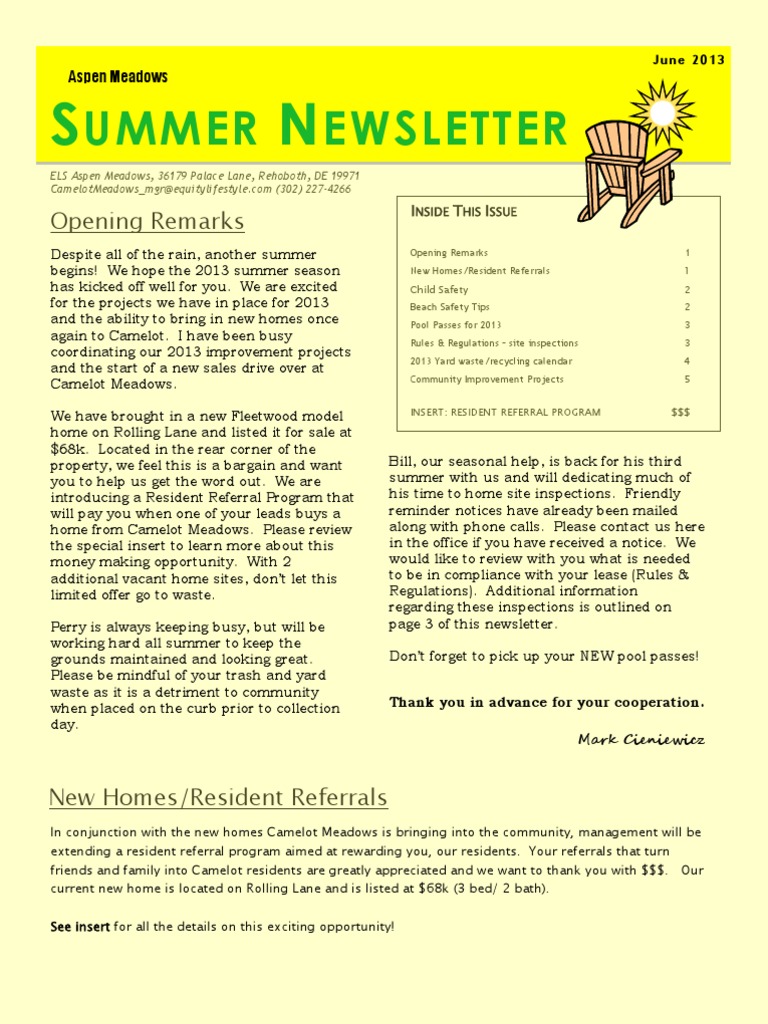 2013 Aspen Meadows Summer Newsletter | PDF | Nature