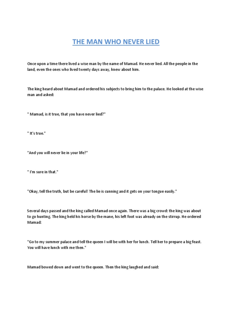 The Man Who Never Lied - African Folktale | PDF