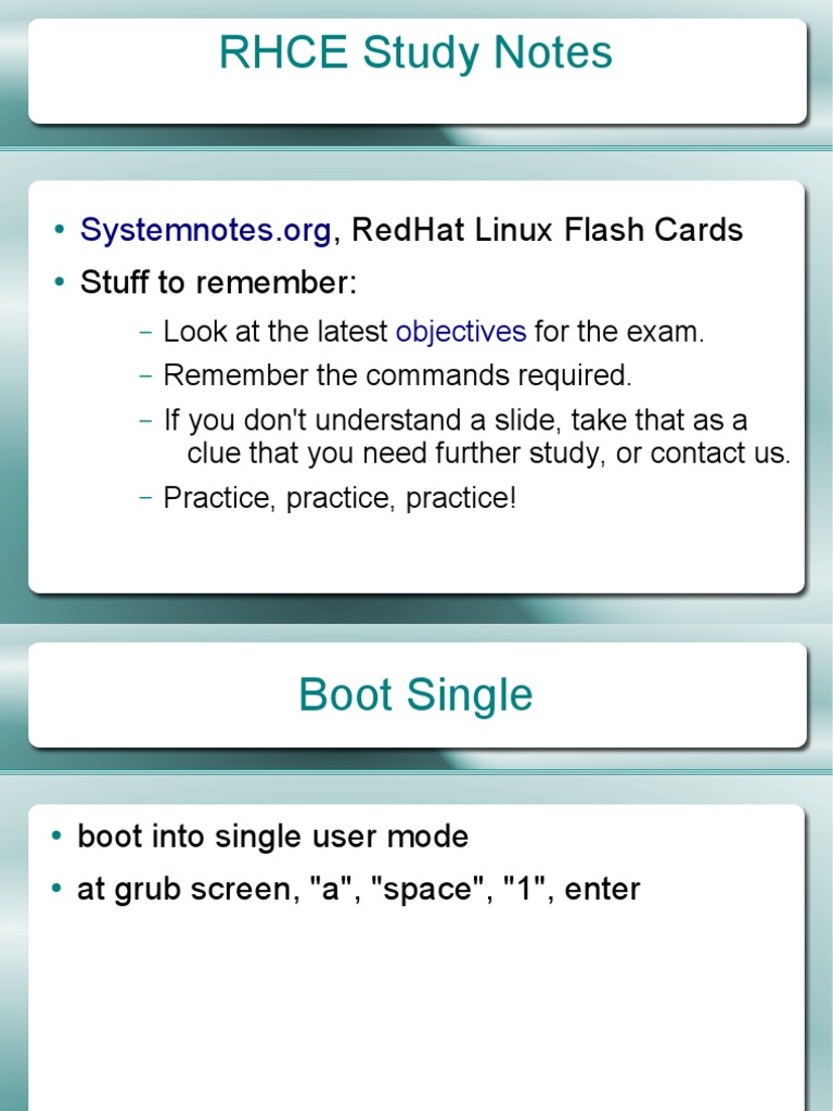 Rhce Study Notes:, Redhat Linux Flash Cards Stuff To Remember | PDF ...
