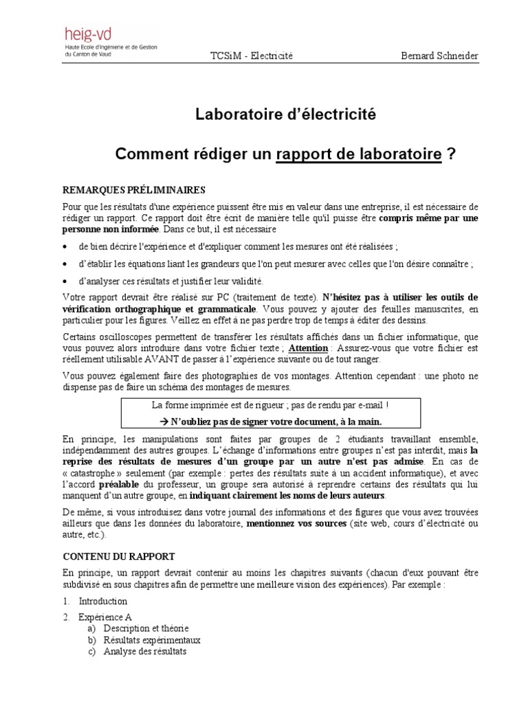 Exemple De Rapport De Laboratoire De Physique Bac 2023 Spécialité