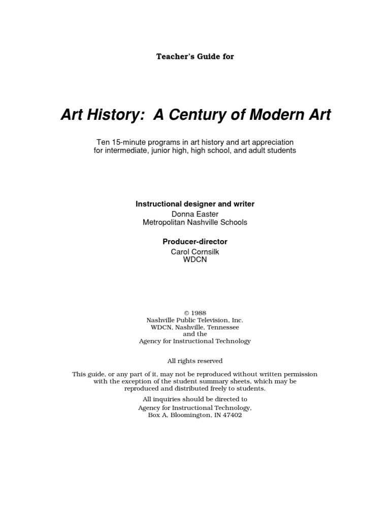 Art History: A Century of Modern Art: Teacher's Guide For | PDF