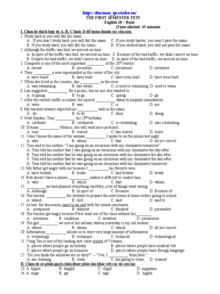 English 10 First Semester Test | PDF | Social Science | Teaching ...