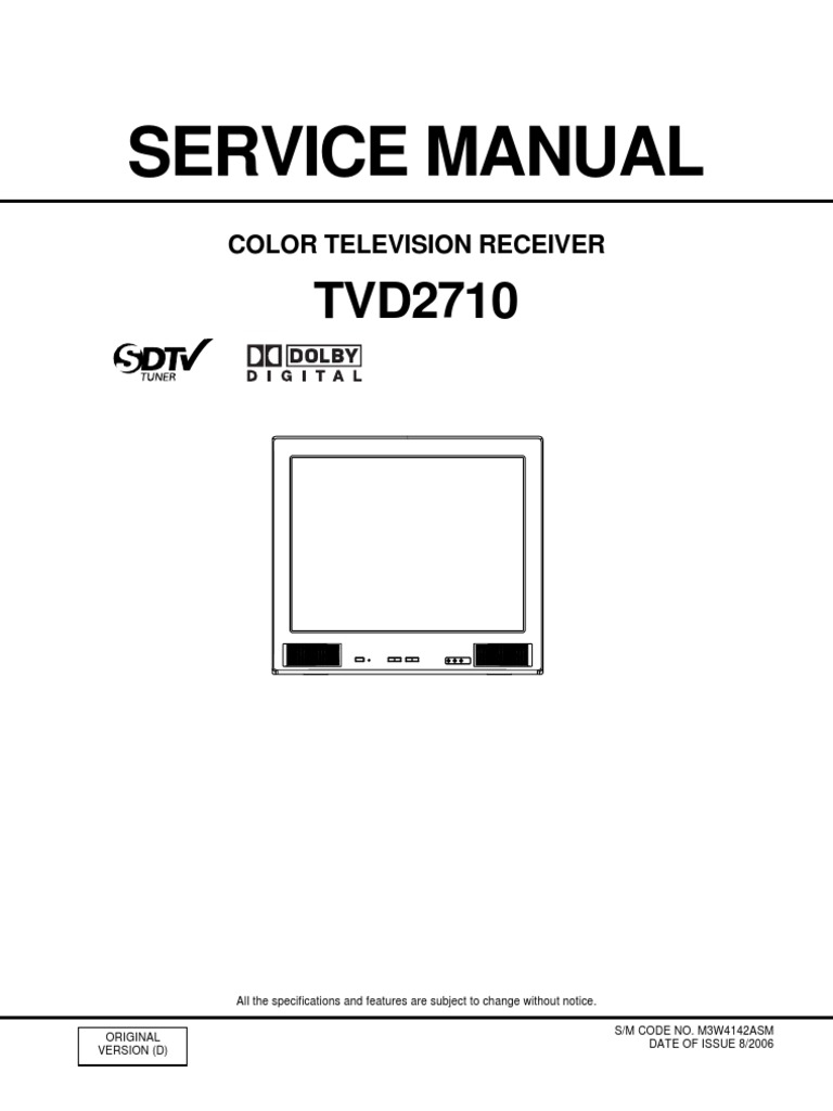 Service Manual: Color Television Receiver | PDF | Electromagnetism ...