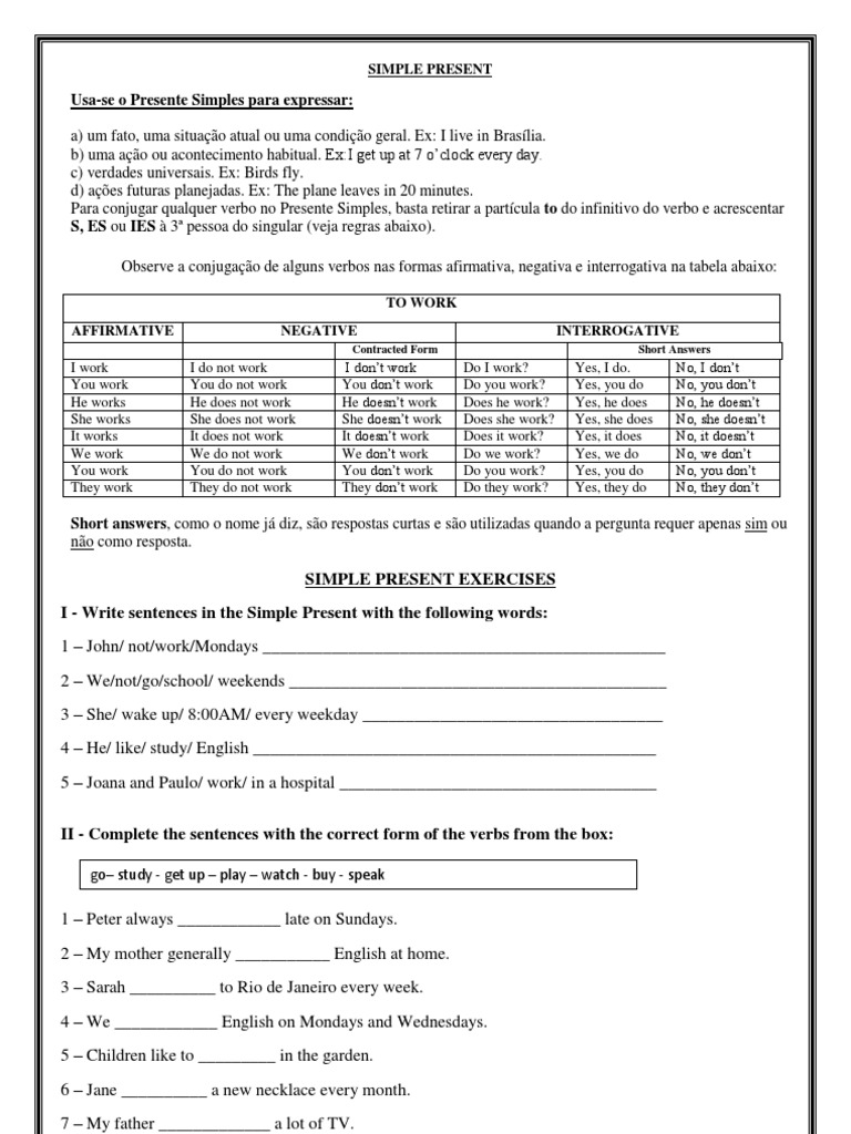 A Guide to Conjugating Verbs in the Simple Present Tense in Portuguese ...