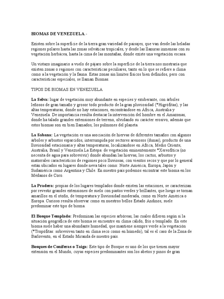 Biomas de Venezuela | PDF | Selva | Zona tropical