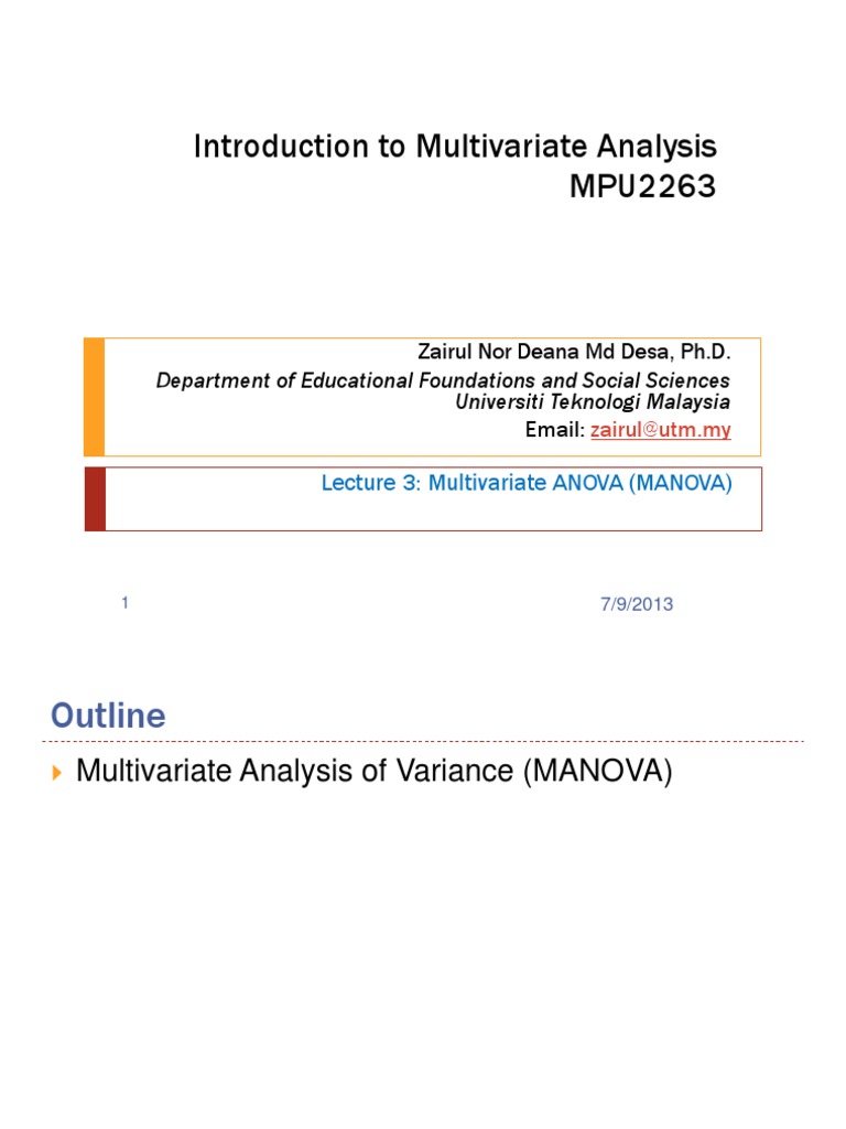 Introduction To Multivariate Analysis MPU2263 | PDF | Post Hoc Analysis ...