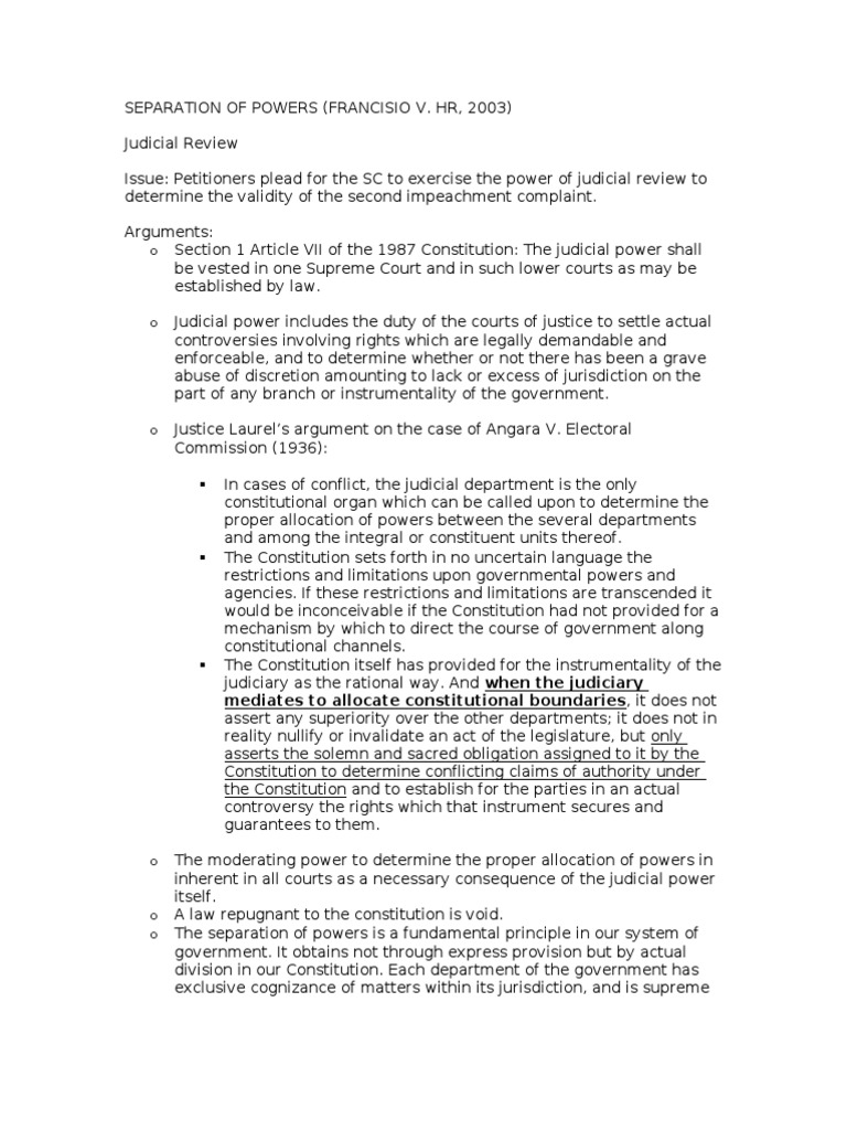 Separation of Powers-Notes | PDF | Constitution | Case Or Controversy ...