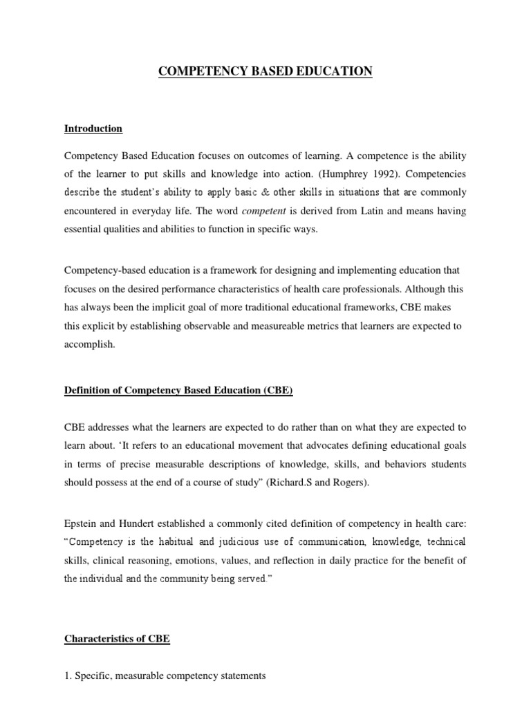 Competency Based Education (Shikha) | PDF | Competence (Human Resources ...