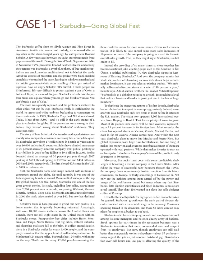 Starbucks: Global Expansion Challenges | PDF | Starbucks | Coffee