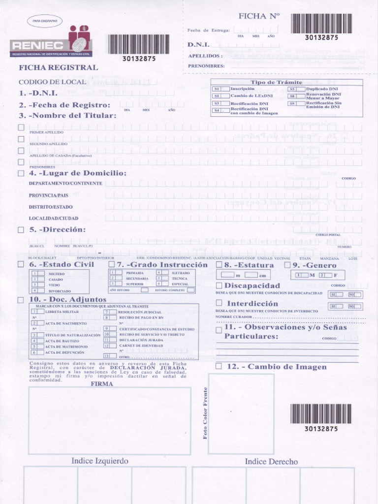 Formulario DNI | PDF