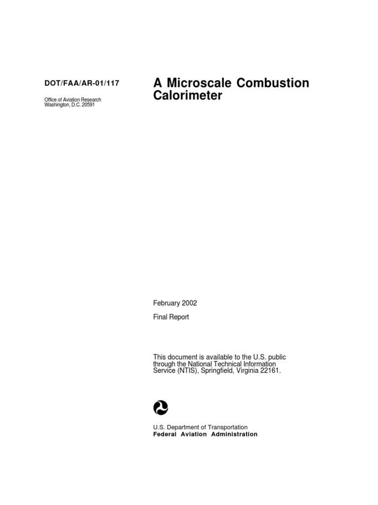 A Microscale Combustion Calorimeter: DOT/FAA/AR-01/117 | PDF ...