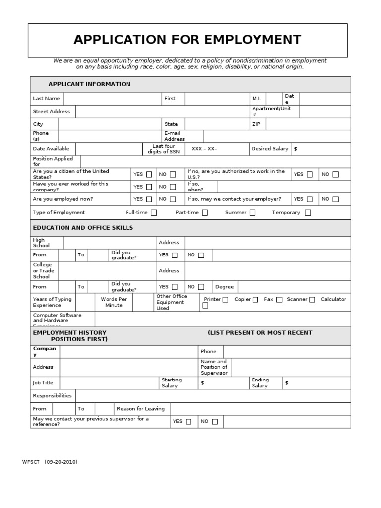 Application for Employment | Application Software | Salary