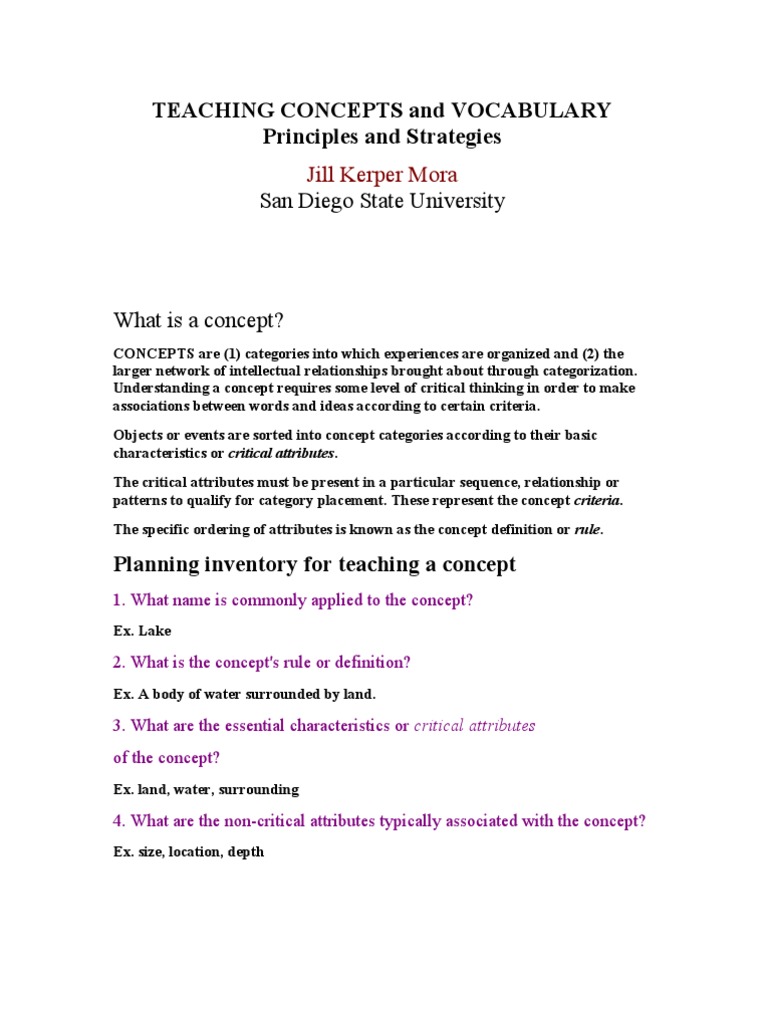 Teaching Concepts and Vocabulary Strategies | PDF | Vocabulary | Concept
