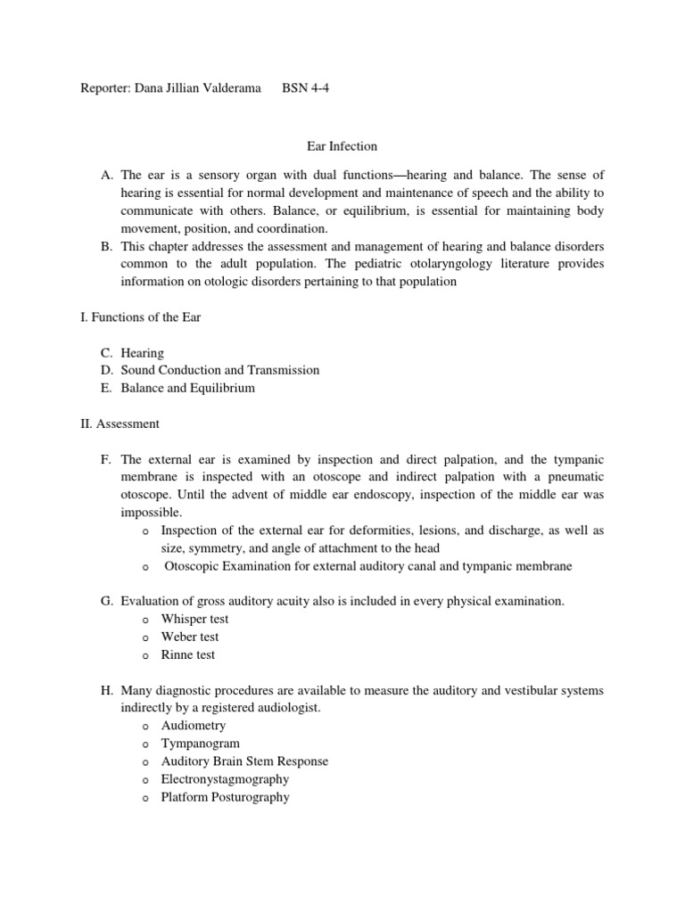 Ear Infection Assessment And Management Pdf Ear Hearing