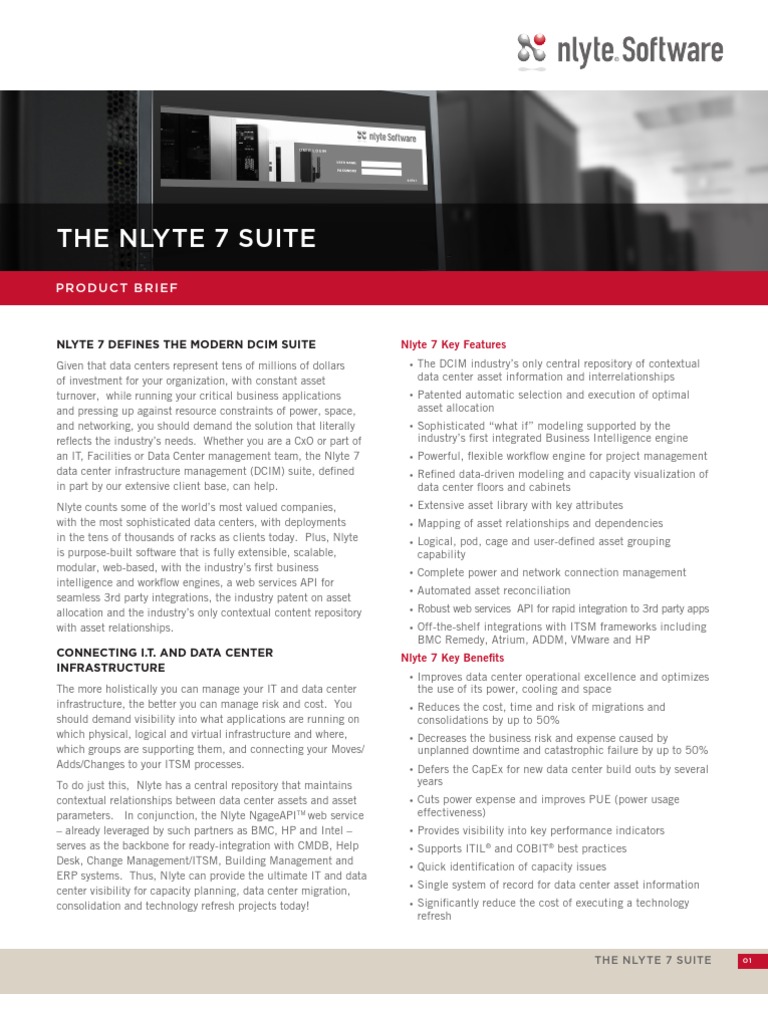 Nlyte 7 Suite - Product Brief-Rev | PDF | Data Center | Web Application