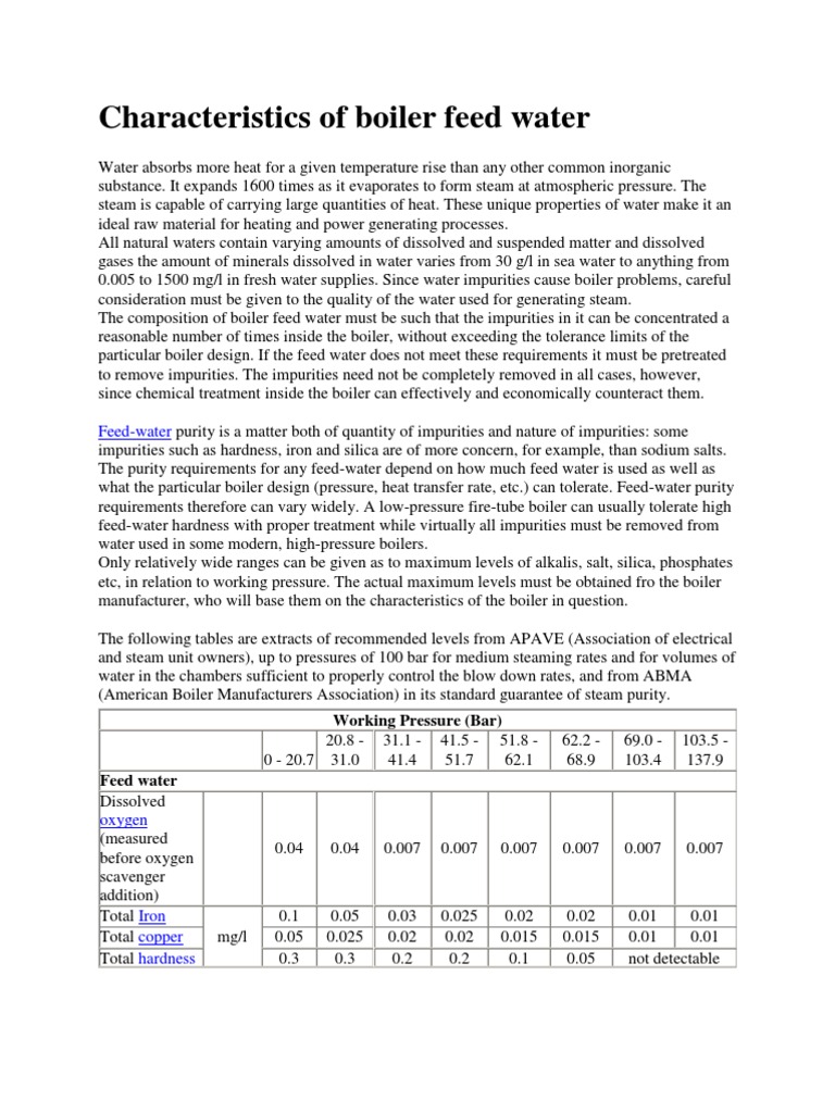 Boiler Feed Water Quality Standards | PDF | Corrosion | Boiler