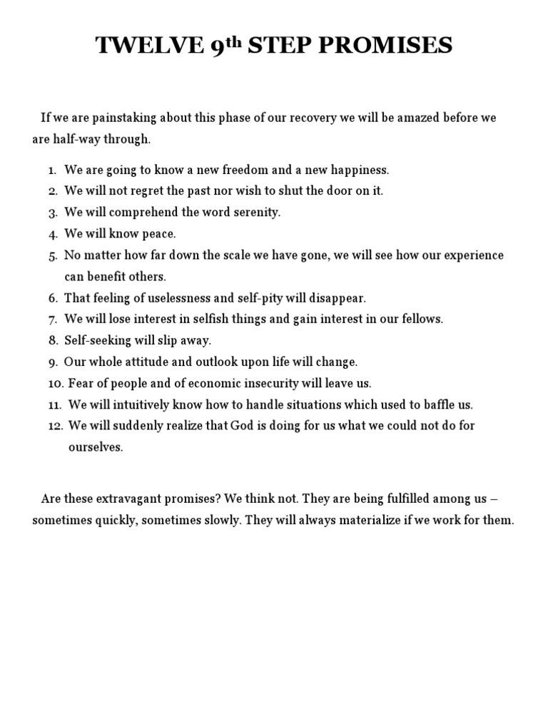 12 9th Step Promises | PDF | Self-Improvement | Lifestyle
