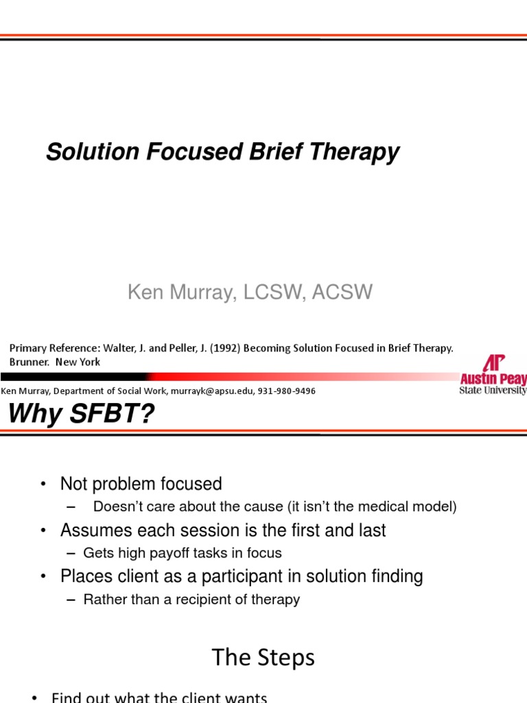 Solution Focused Brief Therapy Guide | PDF | Solution Focused Brief ...