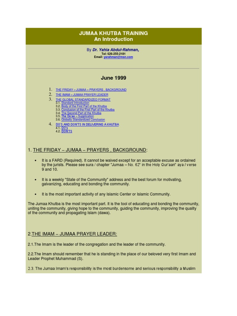 Friday Khutbah Sample Pdf Monotheistic Religions Abrahamic Religions