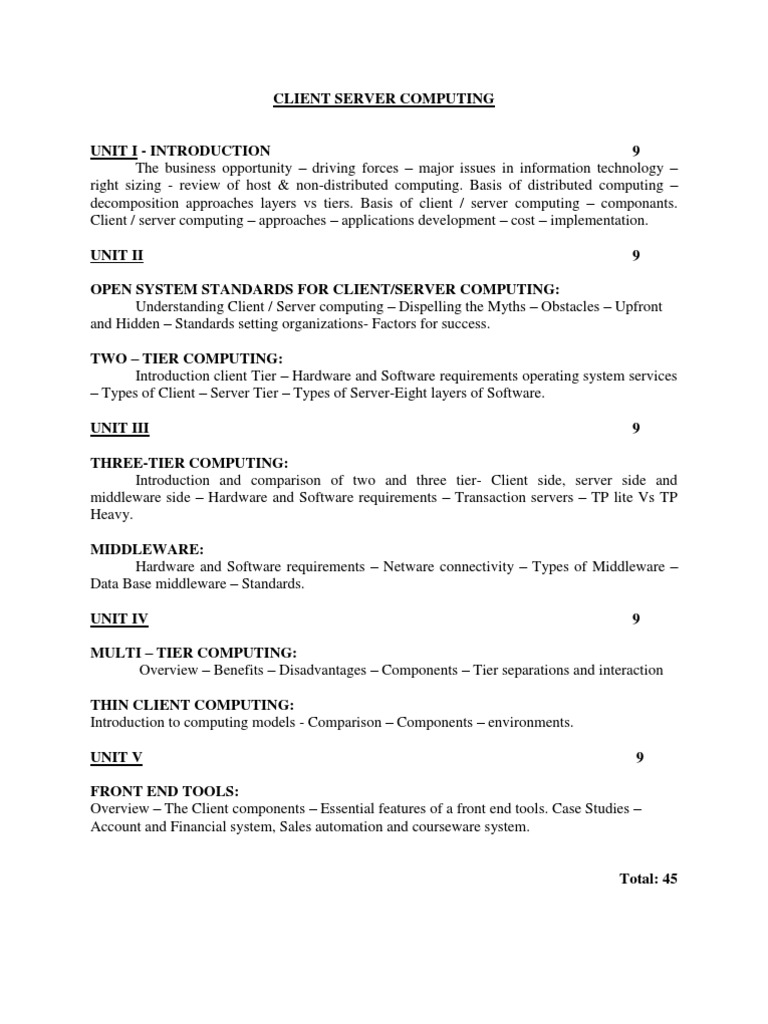 Client Server Computing - Syllabus | PDF | Client–Server Model | Client (Computing)