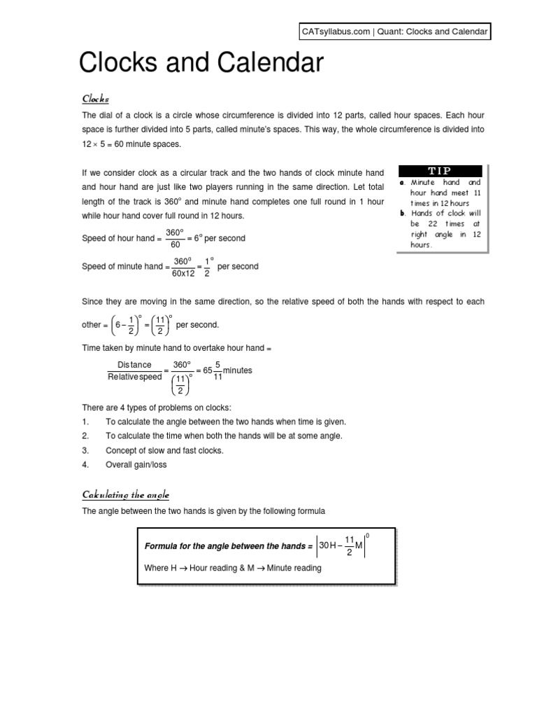 Clocks Calender | PDF