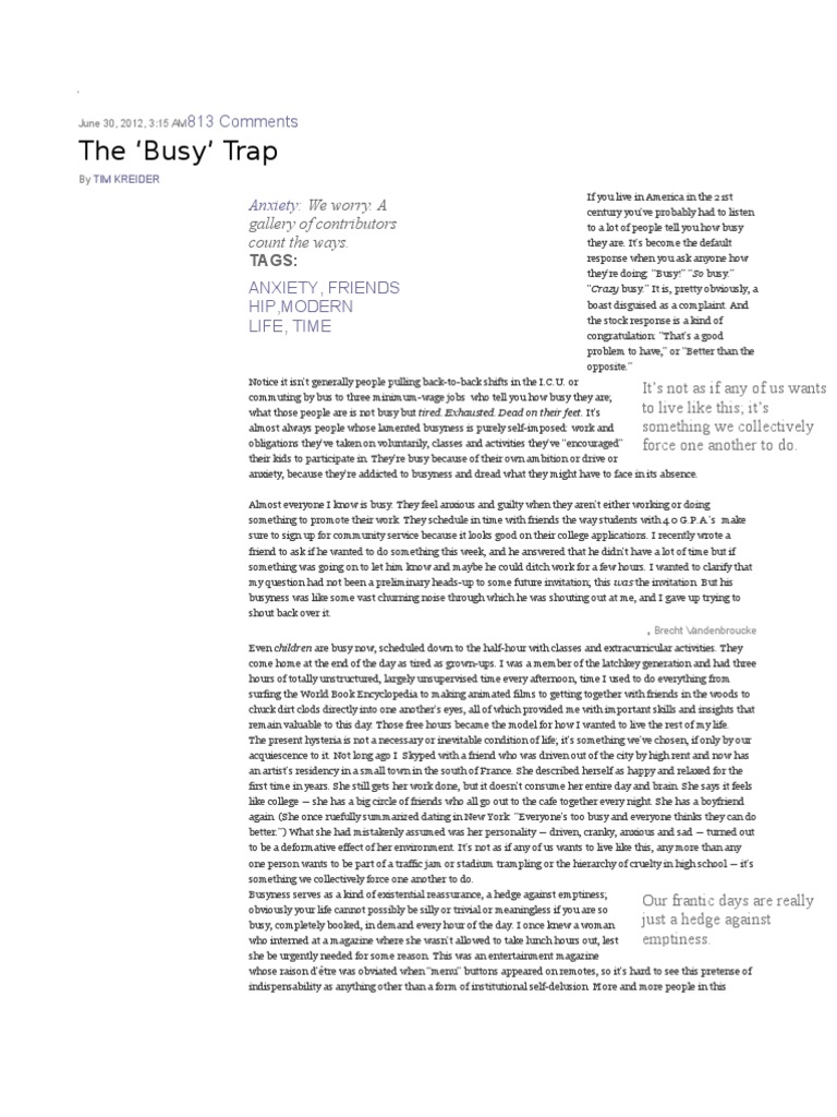 The Busy' Trap: 813 Comments | PDF