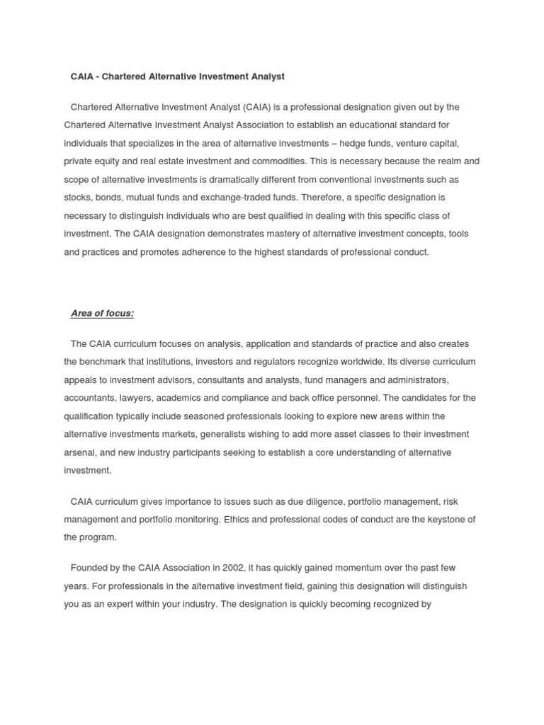 Caia | PDF | Investment Management | Investing