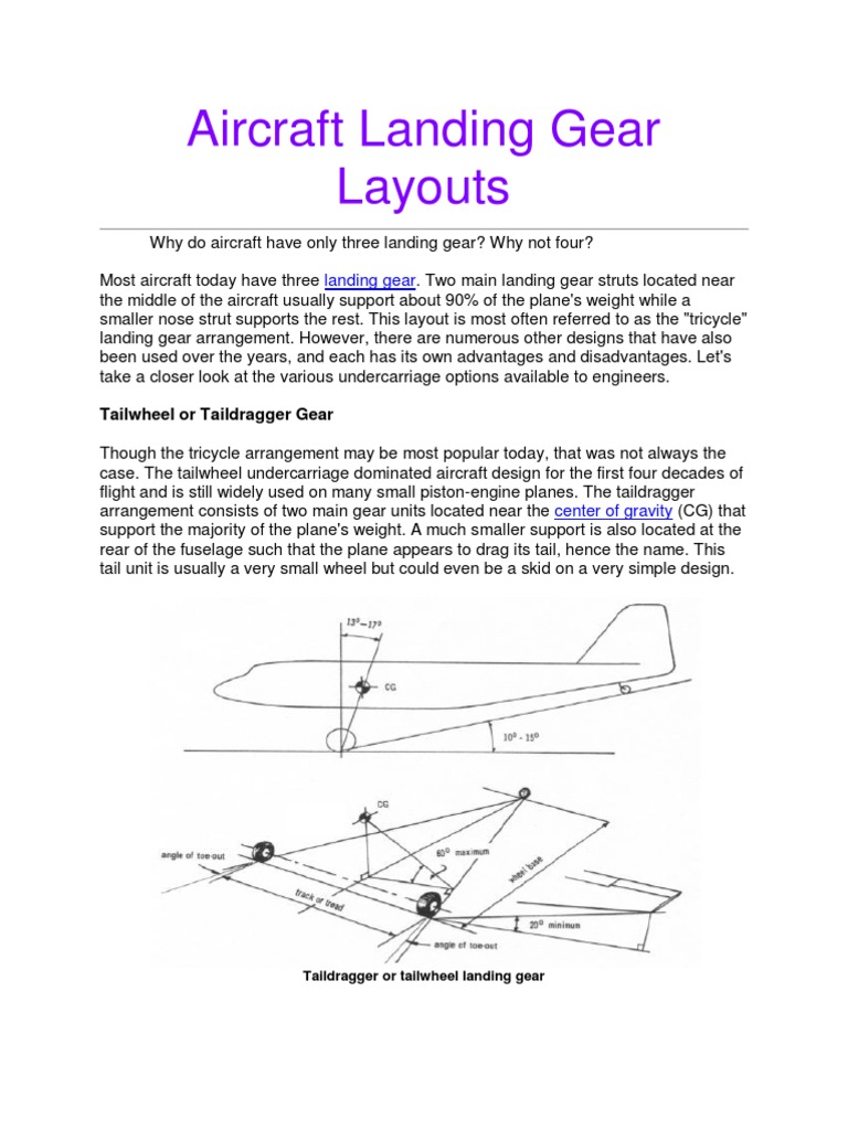 Aircraft Landing Gear Layouts | Download Free PDF | Landing Gear | Airplane