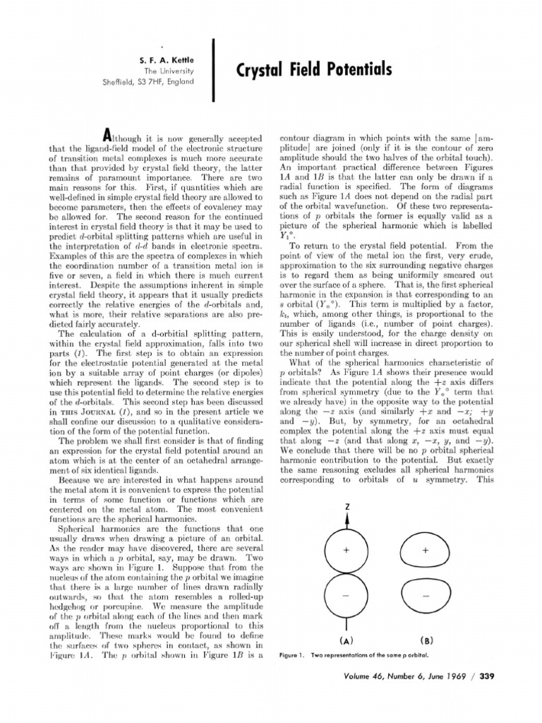 Crystal Field Potential | PDF | Atomic Orbital | Coordination Complex