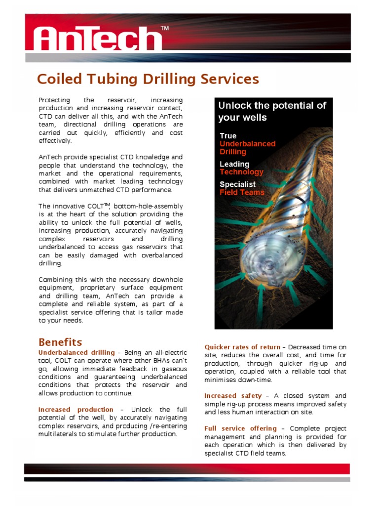 AnTech Coiled Tubing Drilling Solutions | PDF | Oil Well | Science