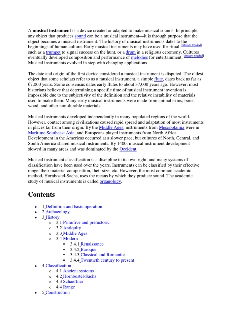 A Musical Instrument Is A Created or Adapted To Make Musical Sounds ...