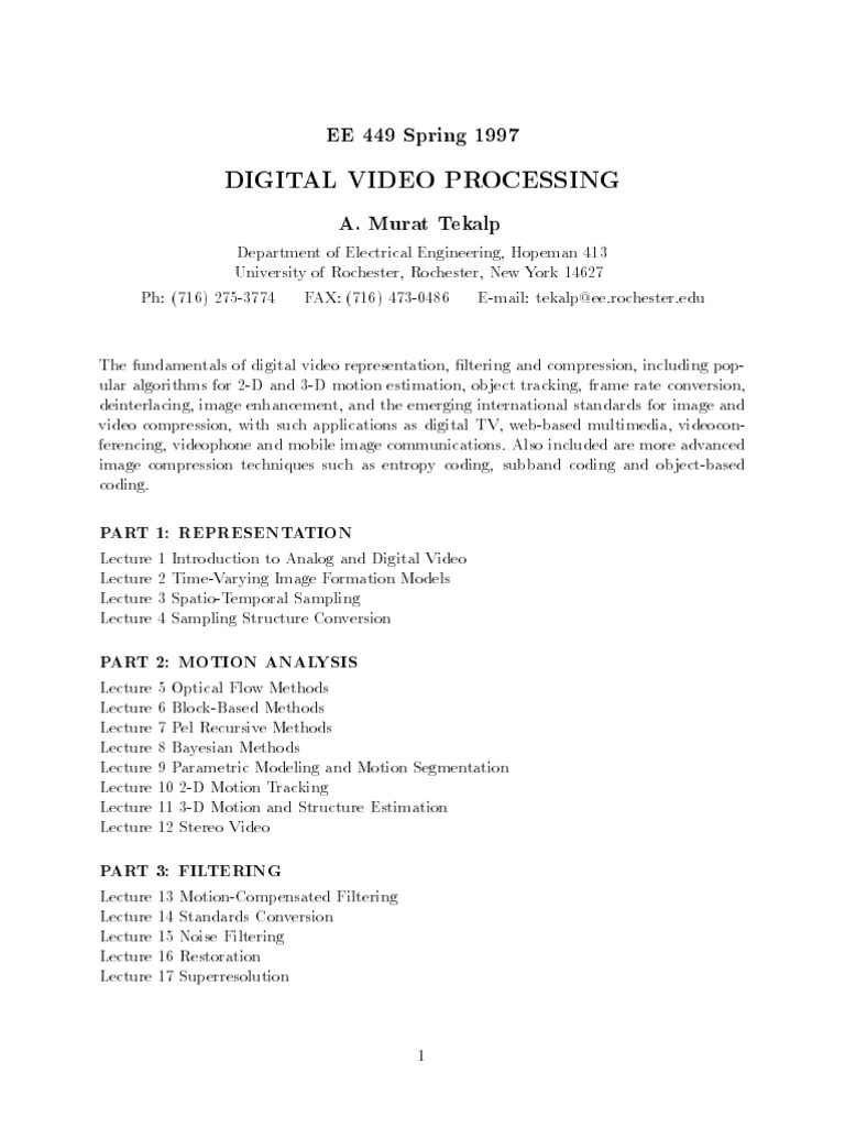 Digital Video Processing | PDF | Video | Data Compression