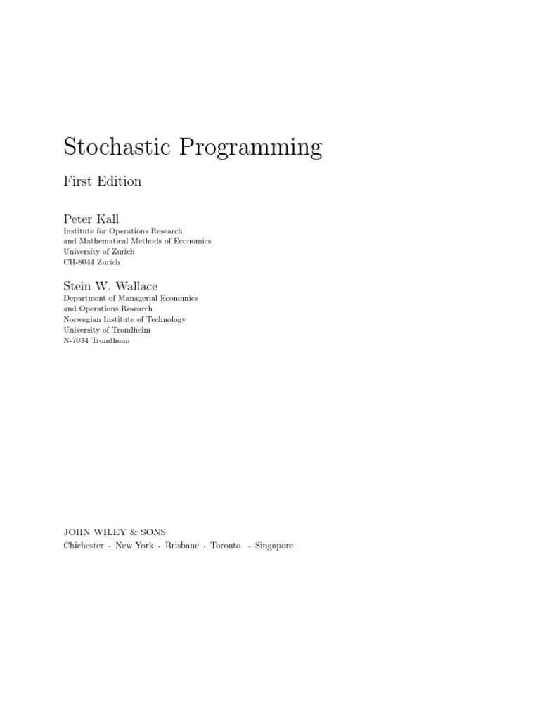 Stochastic Programming Pdf Maxima And Minima Mathematical