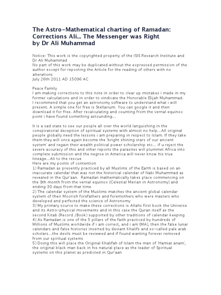 Astro Calculation Ramadan Part 1 | PDF