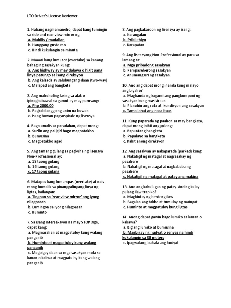 LTO Driver's License Reviewer(Philippines)