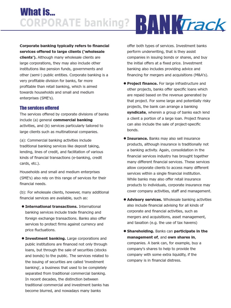 Understanding Corporate Banking Services | PDF | Investment Banking | Banks